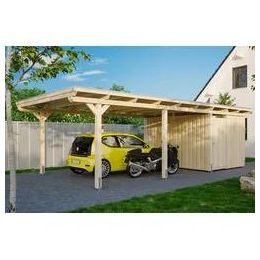Skan Holz Einzelcarport SKANHOLZ "Emsland", beige (natur), B/H/T: 223cm x, Carports, mit Abstellraum, versch. Farben