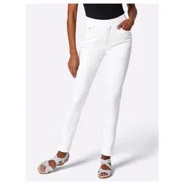 Schlupfjeans CREATION L PREMIUM, Damen, Gr. 40, Normalgr&ouml;&szlig;en, wei&szlig;, 56% Baumwolle, 19% Polyester, 14% Lyocell, 10% Viskose, 1% Elasthan, unifarben, lang, Jeans Schlupfjeans