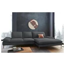 Ecksofa W.Schillig "enjoy&MORE, Designsofa, bequem, elegant und zeitlos, L-Form", schwarz (schwarz z59), B:340cm H:87cm T:185cm, Chenille-Flachgewebe R66 (85% Polyester, 15% Nylon);Longlife Xtra-Leder Z59: Glattleder mit modischer Pr&auml;gung. Hautst&auml;rke 0, 9 - 1, 1 mm;Stoff S37 (100% Polyester), Sofas, Ecksofa, Sitztiefenverstellung, F&uuml;&szlig;e bronze pulverbeschichtet, Breite 340 cm