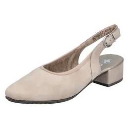 Slingpumps Rieker, Damen, Gr. 37, beige (hellbeige), Lederimitat, Schuhe Slingpumps, Abendschuh, Sommerschuh, Blockabsatz, mit verstellbarem Riemchen, Topseller