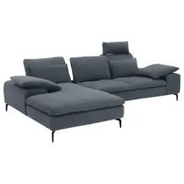 Ecksofa W.Schillig "valentinoo, Designsofa, bequem, elegant und zeitlos, L-Form", blau (blau z69), B:299cm H:83cm T:178cm, Longlife Xtra-Leder Z69: Das feinnarbige, gedeckte Softleder Z69 besticht durch seine au&szlig;ergew&ouml;hnliche Weichheit im trendigen &raquo;Vintage-Look&laquo;, Hautst&auml;rke 0, 9 - 1, 1 mm, Sofas, Ecksofa, inklusive Hocker, mit Sitztiefenverstellung, Breite 299 cm