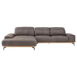 Wohnlandschaft Musterring "MR 2490 Ecksofa mit erstklassigem Sitzkomfort, Long-Life-Leder", grau (light grau, b), B:342cm T:207cm, Sofas, Wohnlandschaft, Bronze-Fu&szlig; Sitzh&ouml;he 46cm, wahlweise mit Funktionen, Ma&szlig;e 342 x 207 cm
