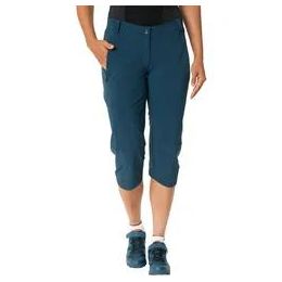 Radhose Vaude "WOMEN'S YARAS 3/4 PANTS", Damen, Gr. 40, N-Gr, blau (schwarz sea), Obermaterial: 89% Polyamid, 11% Elasthan, 3/4-L&auml;nge, Hosen, sportlicher Stil, f&uuml;r Radsport, aus Polyamid und Elasthan