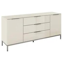 Kombikommode Rauch "Kommode T&uuml;rkommode Sideboard Kombikommode FLIPP mit Glasfront", beige (beige, glas beige (champagner)), B:160cm H:71cm T:42cm, Holzwerkstoff, Sideboards, Kombikommode, 2-t&uuml;rig, 3 Schubladen, Soft-Close-Funktion, Oberboden und Front Glas