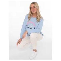 Sweatshirt Zwillingsherz "Meeresgl&uuml;ck", Damen, Gr. L/XL (L/XL), blau, Sweatware, Obermaterial: 50% Baumwolle, 50% Polyester, unifarben mit Farbeinsatz, comfort fit h&uuml;ftlang, Rundhals, Sweatshirts Sweatshirt, mit verspieltem Ankerdetail