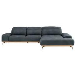 Wohnlandschaft Musterring "MR 2490 Ecksofa mit erstklassigem Sitzkomfort, Long-Life-Leder", blau (blau, b), B:342cm T:207cm, Sofas, Wohnlandschaft, Bronze-Fu&szlig; Sitzh&ouml;he 46cm, wahlweise mit Funktionen, Ma&szlig;e 342 x 207 cm