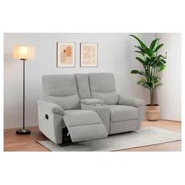 2-Sitzer Home Affaire "ODILON, 2er-Kinosofa, TV-Sessel, Mulitmedia-Sofa, Struktur, USB A/C", grau (hellgrau), B:181cm T:91cm, Sofas, Relaxfunktion manuell u. elektrisch, Getr&auml;nkehalter, Staufach