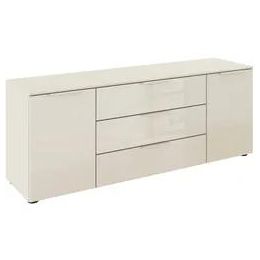Schubkastenkommode Rauch "Kommode T&uuml;rkommode Sideboard Kombikommode FLIPP mit Glasfront", beige (beige, glas beige (champagner)), B:160cm H:61cm T:42cm, Holzwerkstoff, Sideboards, 2-t&uuml;rig mit 3 Schubladen und Soft-Close-Funktion sowie Glasfront
