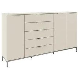 Kombikommode Rauch "Kommode T&uuml;rkommode Sideboard Kombikommode FLIPP", beige (beige (champagner)), B:200cm H:111cm T:42cm, Holzwerkstoff, Sideboards, Kombikommode, 3-t&uuml;rig mit 5 Schubladen und Soft-Close-Funktion