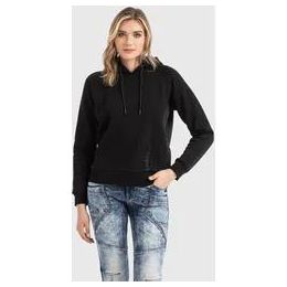 Cipo & Baxx Hoodie CIPO & BAXX "HOODIE SWEATSHIRT", Damen, Gr. S, schwarz, 70% Baumwolle, 30% Polyester, bedruckt, Basic, regular fit normal, Sweatshirts Hoodie, modisch und komfortabel