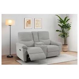 2-Sitzer Home Affaire "ODILON, 2er-Kinosofa, TV-Sessel, Mulitmedia-Sofa, Struktur, USB A/C", grau (hellgrau), B:181cm T:91cm, Sofas, Relaxfunktion manuell u. elektrisch, Getr&auml;nkehalter, Staufach