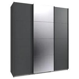 Kleiderschrank wimex "Mugano, Made in Germany, Lieferung bis in Deine Etage und Stellort", schwarz (grafit, griffe schwarz), B:180cm H:208cm T:65cm, Holzwerkstoff, Schr&auml;nke, Kleiderschrank, 3 Schwebet&uuml;ren, gro&szlig;e Gr&ouml;&szlig;en, mit oder ohne Spiegel, Metallgriffe