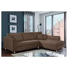 Ecksofa Home Affaire "153", braun, B:252cm H:89cm, 92% Polyester / 8% Nylon, Sofas, Ecksofa, Inkl. Schlaffunktion und gro&szlig;en Strauraum