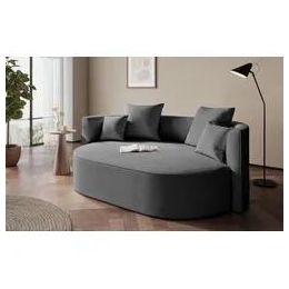 2,5-Sitzer "ISALIE, rundes Loungesofa, mit Kissen, perfekt gepolstert", grau, B:200cm H:98cm T:145cm, LeGer Home by Lena Gercke, Sofas, moderne Stoffe, mit 4 Zierkissen, extra gro&szlig;e Sitzfl&auml;che