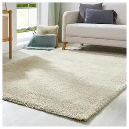 Hochflor-Teppich ANDIAMO "Chicago", beige, B:60cm H:40mm L:110cm, Obermaterial: 100% Polypropylen, Teppiche, Uni Farben, weich & kuschelig, ideal im Wohnzimmer & Schlafzimmer