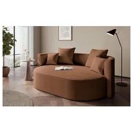 2,5-Sitzer "ISALIE, rundes Loungesofa, mit Kissen, perfekt gepolstert", braun (rostfarben), B:200cm H:98cm T:145cm, LeGer Home by Lena Gercke, Sofas, moderne Stoffe, mit 4 Zierkissen, extra gro&szlig;e Sitzfl&auml;che