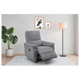 Relaxsessel Home Affaire "ODILON, TV-Sessel mit Relax- und Liegefunktion, Struktur-Bezug", grau (anthrazit), B:92cm T:91cm, Sessel, Relaxsessel, manuelle und elektrische Funktion (mit USB A/C), Federkern-Polsterung