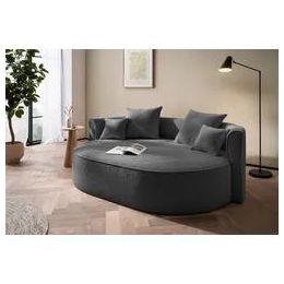 2,5-Sitzer "ISALIE, rundes Loungesofa, mit Kissen, perfekt gepolstert", grau (dunkelgrau), B:200cm H:98cm T:145cm, LeGer Home by Lena Gercke, Sofas, moderne Stoffe, mit 4 Zierkissen, extra gro&szlig;e Sitzfl&auml;che