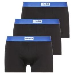 Trunk HUGO UNDERWEAR, Herren, Gr. XL (54), 3 Stk., schwarz (schwarz, blau), Jersey, Obermaterial: 100% Baumwolle, unifarben, figurbetont, Unterhosen, mit kontrastfarbigem Bund