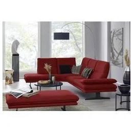 Ecksofa W.Schillig "broadway, Designsofa, toller Sitzkomfort, zeitlos, elegant, L-Form", rot (ruby rot z59), B:284cm H:94cm T:224cm, Longlife Xtra-Leder Z59: Glattleder mit modischer Pr&auml;gung. Hautst&auml;rke 0, 9 - 1, 1 mm, Sofas, Ecksofa, Sitztiefenverstellung, Kopfteil- & Seitenteilverstellung, Breite 284cm