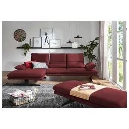 Ecksofa W.Schillig "broadway, Designsofa mit tollem Sitzkomfort", rot (burgundy z69), B:291cm H:94cm T:164cm, Longlife Xtra-Leder Z69: Das feinnarbige, gedeckte Softleder Z69 besticht durch seine au&szlig;ergew&ouml;hnliche Weichheit im trendigen &raquo;Vintage-Look&laquo;, Hautst&auml;rke 0, 9 - 1, 1 mm, Sofas, Ecksofa, Sitztiefenverstellung, Kopfteil- & Seitenteilverstellung, Breite 291cm