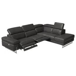Ecksofa Egoitaliano "Candice, elegant, edel und bequem, erstklassiger Sitzkomfort, L-Form", schwarz, B:278cm H:100cm T:221cm, Leder &raquo;BULL&laquo; (echtes Rindsleder). Geschliffenes, pigmentiertes und behandeltes Rindsleder mit einer Dicke von 1, 3-1, 5 mm. Dieses Leder zeigt eine ziemlich weiche Hand mit einem halb undurchsichtigen Aussehen. Es handelt sich um ein gesch&uuml;tztes Leder. Eine leichte Deckschi