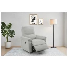 Relaxsessel Home Affaire "ODILON, TV-Sessel mit Relax- und Liegefunktion, Struktur-Bezug", grau (hellgrau), B:92cm T:91cm, Sessel, Relaxsessel, manuelle und elektrische Funktion (mit USB A/C), Federkern-Polsterung