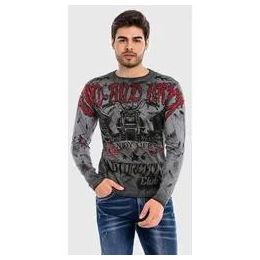Cipo & Baxx T-Shirt CIPO & BAXX "Sweatshirts", Damen, Gr. S, grau (anthrazit), 95% Baumwolle, 5% Elasthan, bedruckt, regular fit, Shirts T-Shirt, mit coolem Print