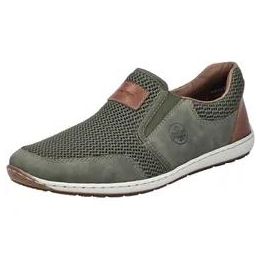 Slipper Rieker, Herren, Gr. 45, gr&uuml;n (khaki, cognac), Lederimitat, Textil, Schuhe Slipper, Sommerschuh, Schlupfschuh, Freizeitschuh mit kontrastfarbenen Bes&auml;tzen