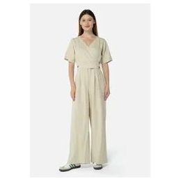 Jumpsuit FRESHLIONS "Kira", Damen, Gr. M, EURO-Gr&ouml;&szlig;en, beige, 100% Leinen, lang, V-Ausschnitt, Overalls Jumpsuit, im klassischen Design