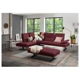 Ecksofa W.Schillig "broadway, Designsofa, toller Sitzkomfort, zeitlos, elegant, L-Form", rot (burgundy z69), B:284cm H:94cm T:224cm, Longlife Xtra-Leder Z69: Das feinnarbige, gedeckte Softleder Z69 besticht durch seine au&szlig;ergew&ouml;hnliche Weichheit im trendigen &raquo;Vintage-Look&laquo;, Hautst&auml;rke 0, 9 - 1, 1 mm, Sofas, Ecksofa, Sitztiefenverstellung, Kopfteil- & Seitenteilverstellung, Breite 284cm
