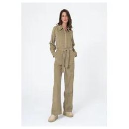Jumpsuit FRESHLIONS "Gabriela", Damen, Gr. L, EURO-Gr&ouml;&szlig;en, braun, 100% Baumwolle, lang, Overalls Jumpsuit, mit Bindeband in der Taille