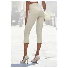 H.I.S. Caprihose H.I.S, Damen, Gr. 32/34, N-Gr, beige (ecru), Obermaterial: 70% Baumwolle, 25% Polyester, 5% Elasthan, unifarben, Basic, Hosen Caprihose, im Schlupfhosen Style