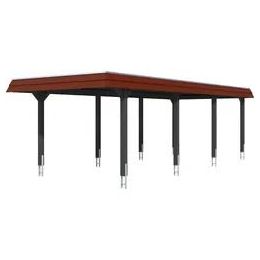 Skan Holz Einzelcarport SKANHOLZ "Wendland", grau (anthrazit, rote blende), B/H/T: 243cm x, Carports