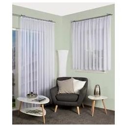 Gardine Home Wohnideen "KYRA" Gr. 2, wei&szlig;, B:450cm H:145cm, Voile, Polyester, Gardinen, Gardine, EFFEKTVOILE L&Auml;NGSSTREIFEN, KR&Auml;USELBAND