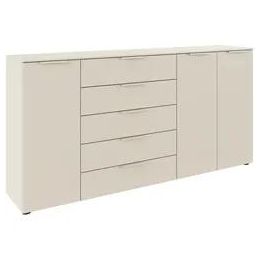 Schubkastenkommode Rauch "Kommode T&uuml;rkommode Sideboard Kombikommode FLIPP", beige (beige (champagner)), B:200cm H:100cm T:42cm, Holzwerkstoff, Sideboards, 3-t&uuml;rig mit 5 Schubladen und Soft-Close-Funktion