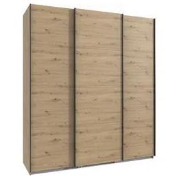 Kleiderschrank wimex "Mugano, Made in Germany, Lieferung bis in Deine Etage und Stellort", schwarz (artisan, eiche nachbildung, griffe schwarz), B:180cm H:208cm T:65cm, Holzwerkstoff, Schr&auml;nke, Kleiderschrank, 3 Schwebet&uuml;ren, gro&szlig;e Gr&ouml;&szlig;en, mit oder ohne Spiegel, Metallgriffe