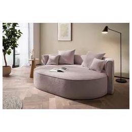 2,5-Sitzer "ISALIE, rundes Loungesofa, mit Kissen, perfekt gepolstert", lila (hellflieder), B:200cm H:98cm T:145cm, LeGer Home by Lena Gercke, Sofas, moderne Stoffe, mit 4 Zierkissen, extra gro&szlig;e Sitzfl&auml;che