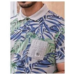 Poloshirt Lerros "Herren Poloshirt, floral bedruckt", Herren, Gr. L, grau (tinted grau), 100% Baumwolle, ohne Ausschnitt, Shirts