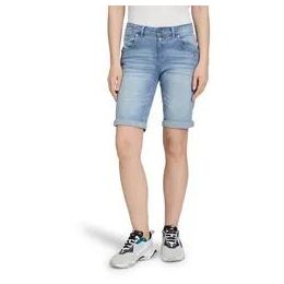 Shorts Cartoon "Damen mit Stickerei", Damen, Gr. 36, Normalgr&ouml;&szlig;en, blau, Obermaterial: 99% Baumwolle, 01% Elasthan, figurbetont kurz, Hosen Shorts, Stickerei