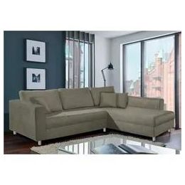 Ecksofa Home Affaire "153", beige, B:252cm H:89cm, 92% Polyester / 8% Nylon, Sofas, Ecksofa, Inkl. Schlaffunktion und gro&szlig;en Strauraum
