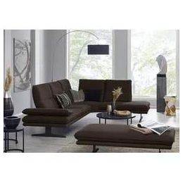 Ecksofa W.Schillig "broadway, Designsofa, toller Sitzkomfort, zeitlos, elegant, L-Form", braun (braun z59), B:284cm H:94cm T:224cm, Longlife Xtra-Leder Z59: Glattleder mit modischer Pr&auml;gung. Hautst&auml;rke 0, 9 - 1, 1 mm, Sofas, Ecksofa, Sitztiefenverstellung, Kopfteil- & Seitenteilverstellung, Breite 284cm
