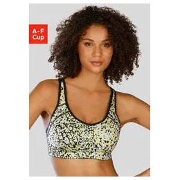 Sport-BH Lascana ACTIVE, Damen, Gr. 70, Cup E, schwarz (schwarz, print), Microtouch, Obermaterial: 76% Polyamid, 24% Elasthan, BHs Sport-BH, mit integrierten Schalen im Cup