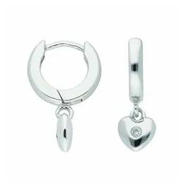 Adelia&acute;s Paar Creolen ADELIA ́S "Damen 925 Silber Ohrringe Creolen Herz mit Zirkonia &Oslash; 11,8 mm", silber, Ohrringe, Damen, Damen, Silber 925 (Sterlingsilber), mit Zirkonia Silberschmuck f&uuml;r Damen