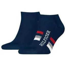 Sneakersocken Tommy Hilfiger "TH MEN SNEAKER 2P HILFIGER TAB", Herren, Gr. 43-46, blau (navy), Baumwollmischung, normal, Socken Sneakersocken, Atmungsaktiv, Markenlogo