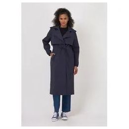 Trenchcoat FRESHLIONS "Daria", Damen, Gr. S, blau, 98% Baumwolle, 2% Elasthan, unifarben, normal, M&auml;ntel, in klassischem Design