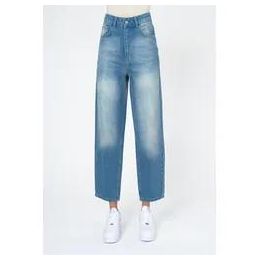 Bequeme Jeans FRESHLIONS "Silvia", Damen, Gr. M, EURO-Gr&ouml;&szlig;en, blau (hellblau), 100% Baumwolle, unifarben, lang, Jeans, mit stylischer 7/8-L&auml;nge