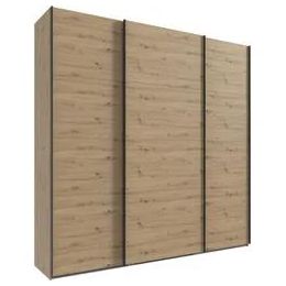 Kleiderschrank wimex "Mugano, Made in Germany, Lieferung bis in Deine Etage und Stellort", schwarz (artisan, eiche nachbildung, griffe schwarz), B:225cm H:236cm T:65cm, Holzwerkstoff, Schr&auml;nke, Kleiderschrank, 3 Schwebet&uuml;ren, gro&szlig;e Gr&ouml;&szlig;en, mit oder ohne Spiegel, Metallgriffe