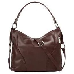 Henkeltasche Samantha Look, Damen, Gr. B/H/T: 36cm x 25cm x 9cm onesize, braun, Leder, gl&auml;nzend, Taschen, echt Leder, Made in Italy