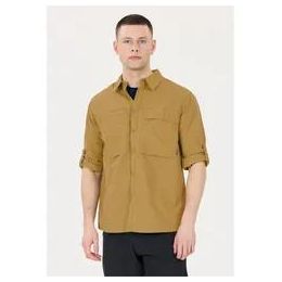 Langarmshirt WHISTLER "Elm", Damen, Gr. L, gold (goldfarben), 100% Polyamid, unifarben, lang, ohne Ausschnitt, Shirts Langarmshirt, mit Quick-Dry-Funktion